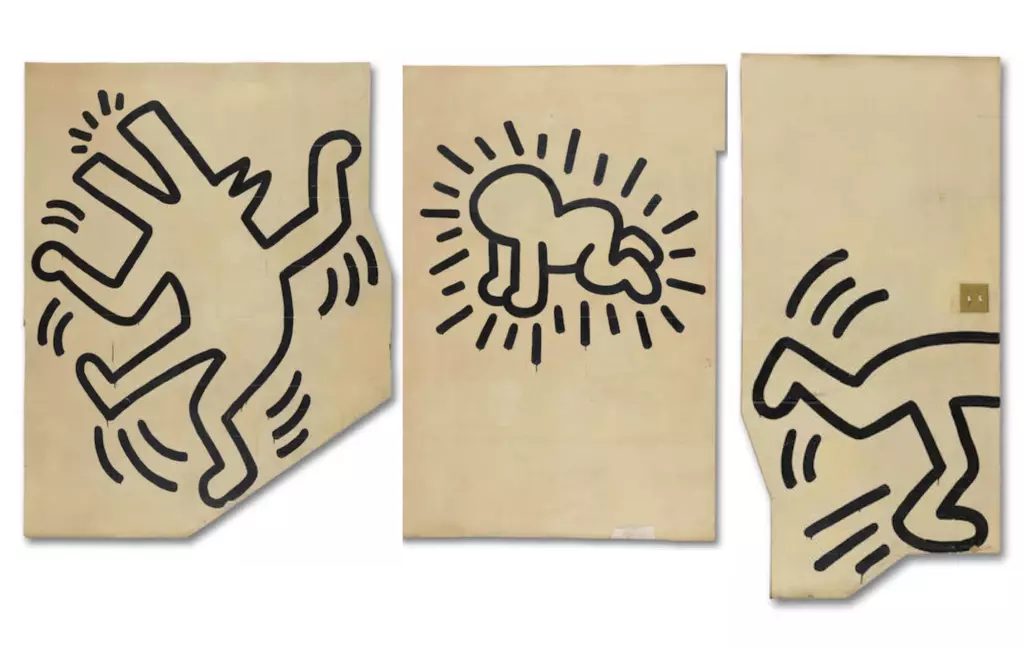 Parts of Keith Haring's mural at Grace House. Courtesy of Bonham's. 