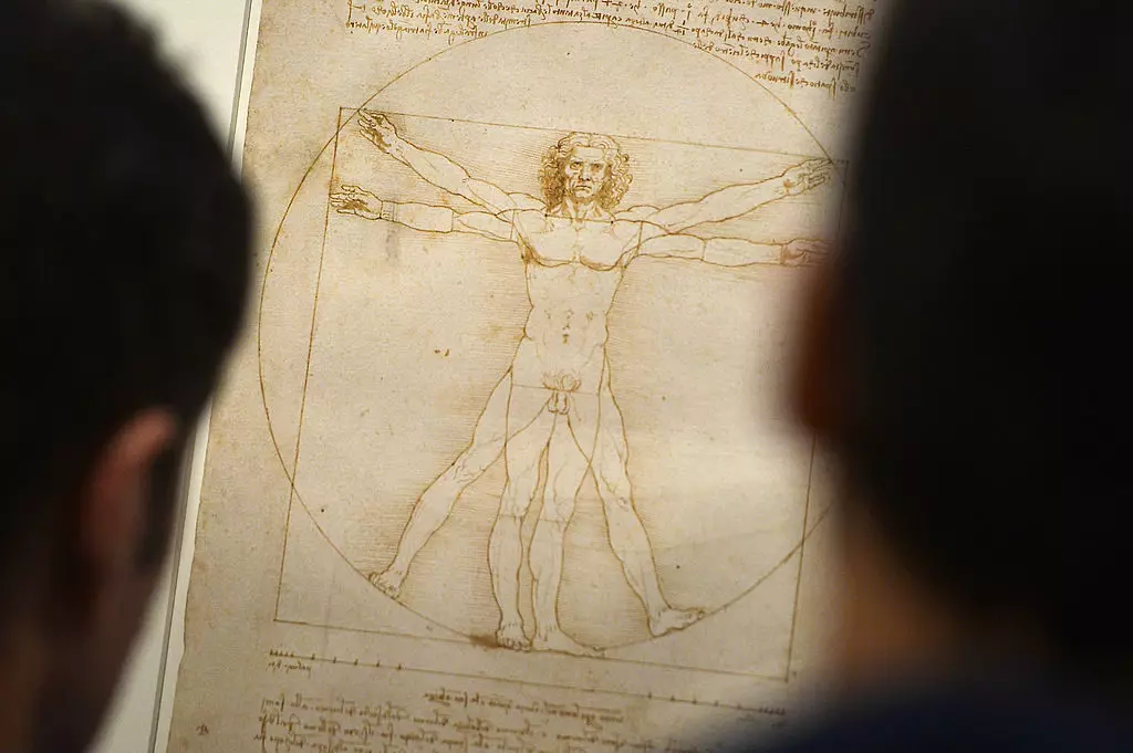 Nonm Vitruvyen Leonardo da Vinci. Foto pa Gabriel Bouys/AFP/Getty Images.