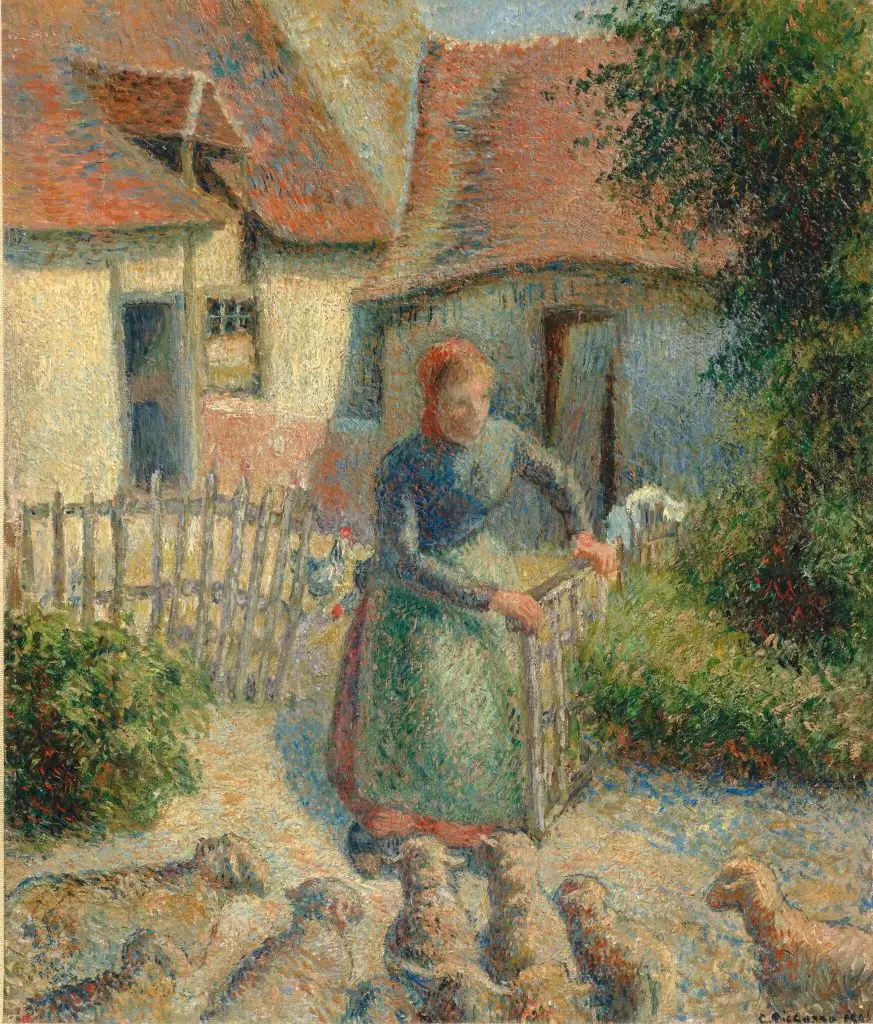 Camille Pissarro, La Bergère Rentrant des Moutons (Hyrdinde bringer får ind), 1886. Udlånt af Musée d'Orsay.