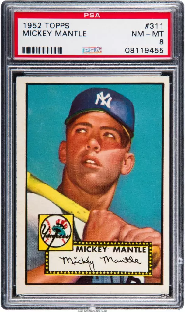 1952 Topps Mickey Mantle basebollkort. Med tillstånd av Heritage Auctions.