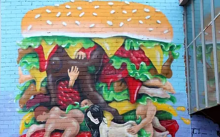 Murale di hamburger di censura da Melbourne al Kama Sutra