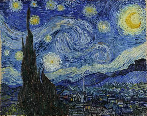 Vincent van Gogh, The Starry Night (1889) ។ ការអនុញ្ញាតពីសារមន្ទីរសិល្បៈទំនើប។