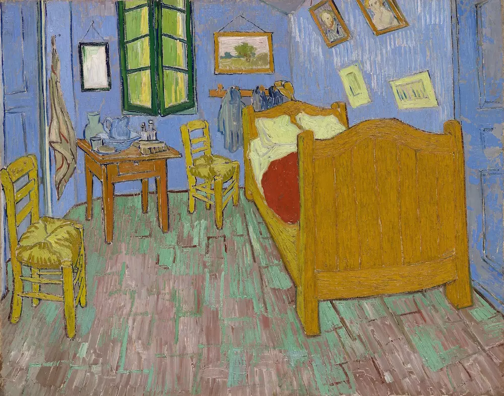 Vincent van Gogh, ห้องนอน (1889) เฮเลน เบิร์ช บาร์ตเล็ต เมมโมเรียล คอลเล็คชั่น ได้รับความอนุเคราะห์จากสถาบันศิลปะแห่งชิคาโก