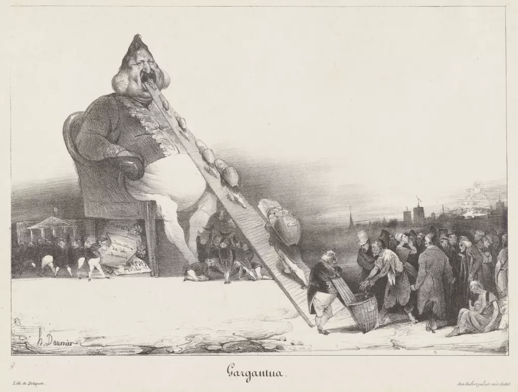 Honoré Daumier, Gargantua (1831). Grianghraf: Dánlann Ealaíne Ollscoil Yale.