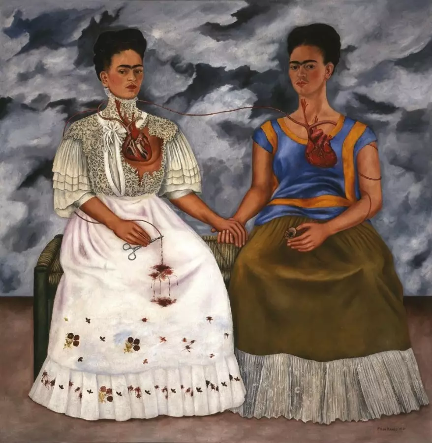 Frida Kahlo, Dvije Fride (1939). Ljubaznošću Museo de Arte Moderno u Mexico Cityju.