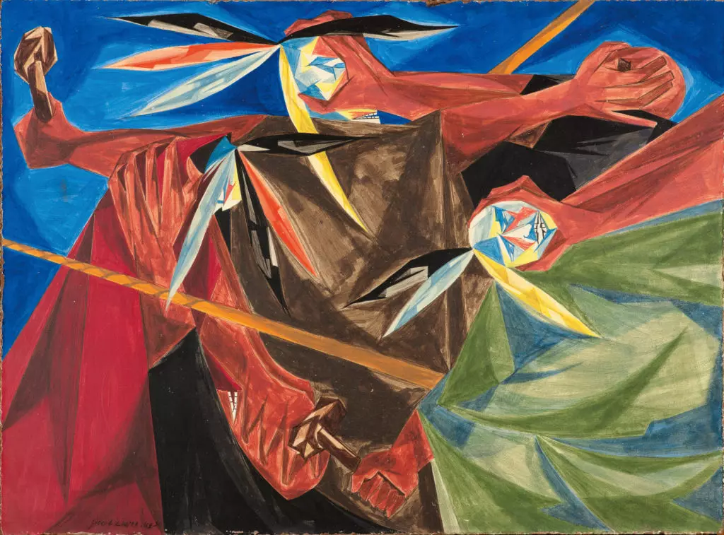 အနုပညာရှင် Jacob Lawrence ၏ 'Struggle Series' သည် အမေရိကတွင် ခံနိုင်ရည်ရှိခဲ့သော စိန်ခေါ်မှုများအတွက် ပြင်းထန်သောသတိပေးချက်ကို ပေးသည်—ဤနေရာတွင် ပုံများကိုကြည့်ပါ 23897_6