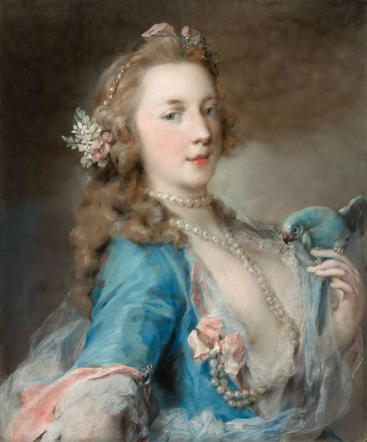 Rosalba Carriera, Papağanlı Genç Bir Kadın (1730 dolaylarında). Chicago Sanat Enstitüsü Koleksiyonu.