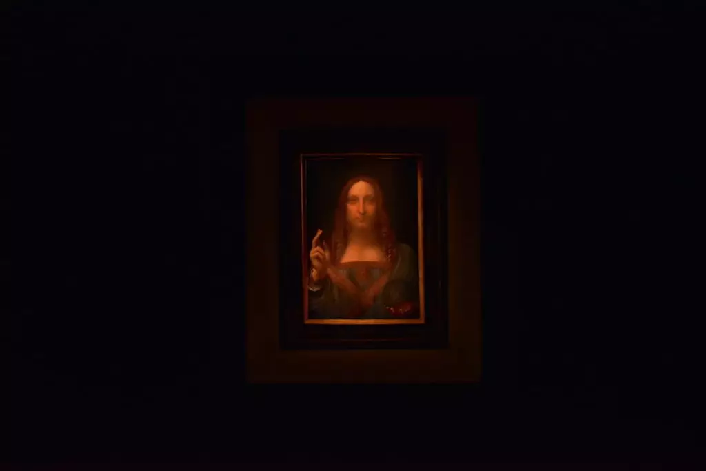 Salvator Mundi Leonarda da Vinci wystawiony w Christie's. Zdjęcie: Ben Davis.