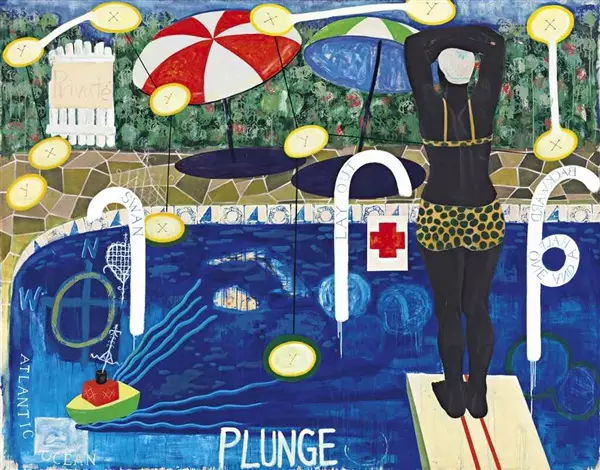 克里·詹姆斯·馬歇爾 (Kerry James Marshall)，Plunge，(1992)。由藝術網提供。