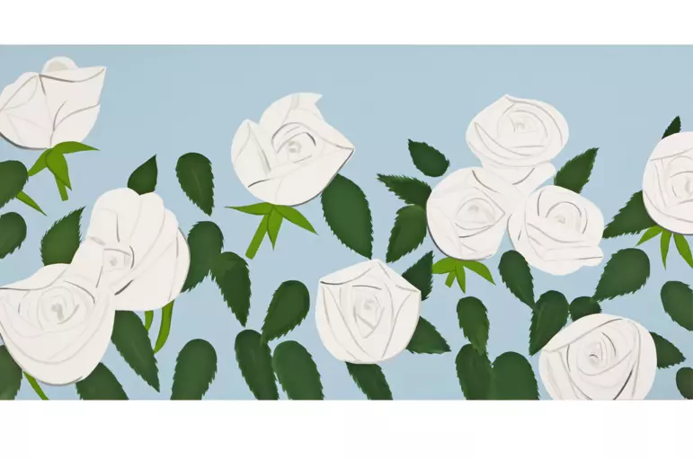 Alex Katz, Witte rozen (2014). Met dank aan Vertu Fine Art.