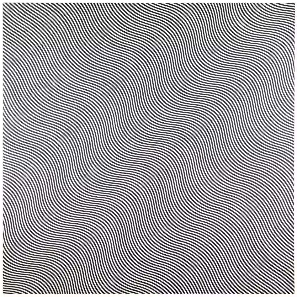 Bridget Riley, Sen título (Curva diagonal) (1966). Cortesía de Sotheby's.