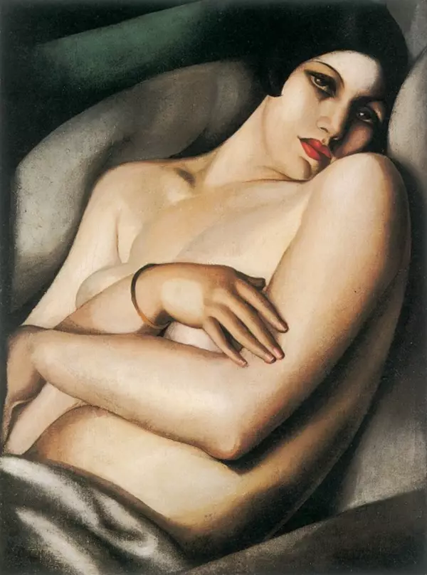 Tamara de Lempicka, Le rêve (Rafaëla sur fan vert) (1927) 于 2011 年 11 月 2 日在纽约苏富比拍卖行以 8,482,500 美元的价格售出。