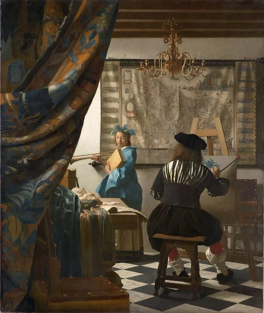 約翰內斯·維米爾（Johannes Vermeer），《繪畫藝術》（1666-67 年）。收藏於維也納藝術史博物館。