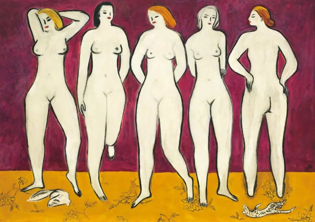 Sanyu, Fënnef Nudes, ca. 1955. Bild Ugedriwwe vun Christie's Biller Ltd.