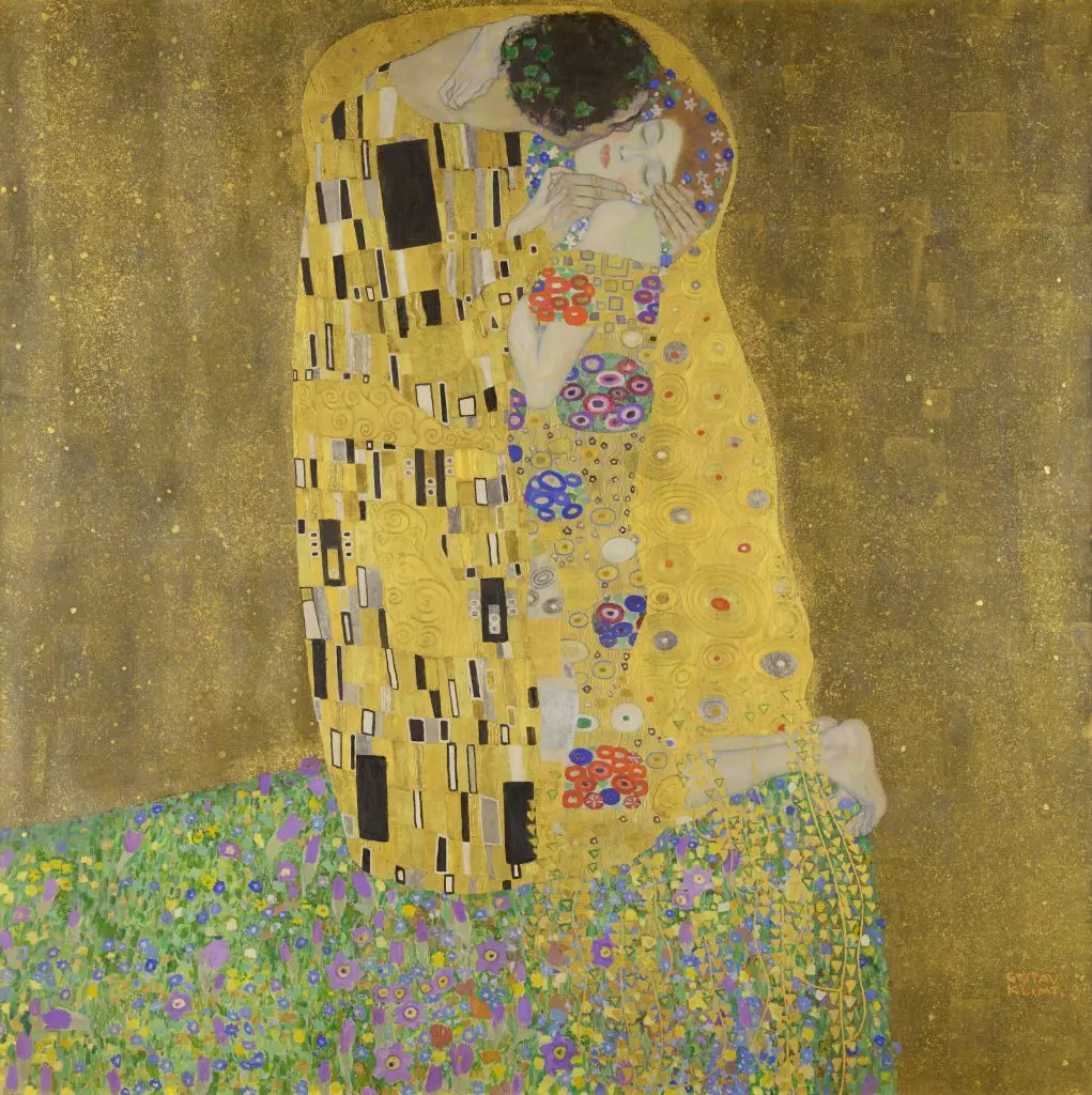 Gustav Klimt, O Beijo (Amantes) (1907-1908). Cortesia da Galeria Belvedere.