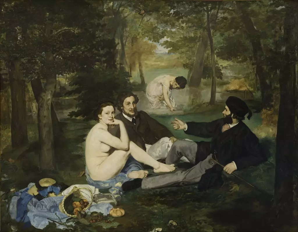 Édouard Manet, Le Déjeuner sur l'herbe (1863). Nchịkọta nke Musée d'Orsay, Paris.