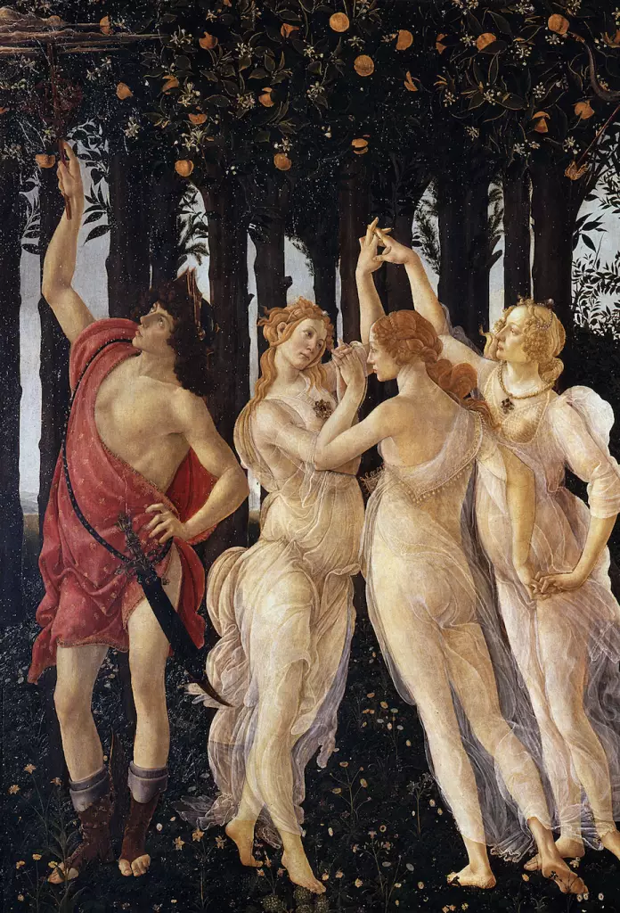 Awọn alaye ti Primavera nipasẹ Sandro Botticelli.