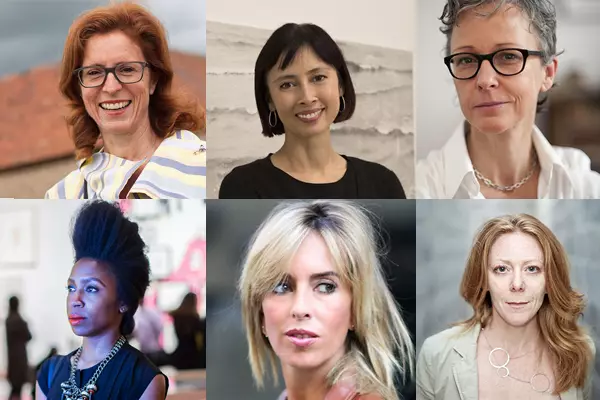 Fra øverst til venstre: Manuela Wirth, Melissa Chiu, Katelijne De Backer, April Hunt, Agnès Monplaisir og Sherry Dobbin.