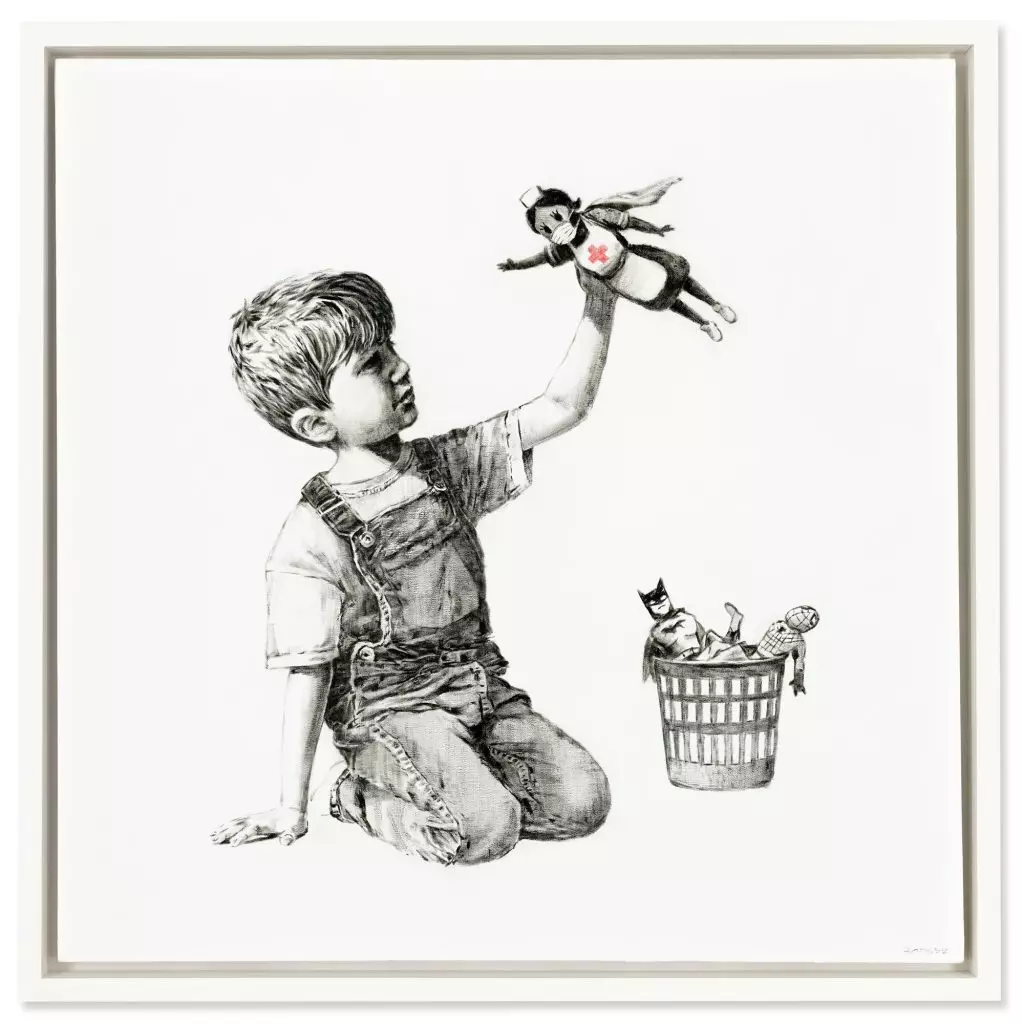 Banksy, Game Changer (2020). Le caoinchead ó Christie's Images, Ltd.