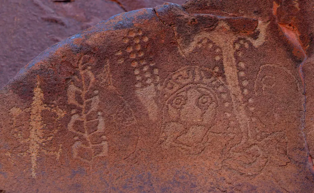 Ukiran batu aboriginal kuno di Semenanjung Burrup, taun 2008. Poto kahadean Greg Wood / AFP / Getty Images.