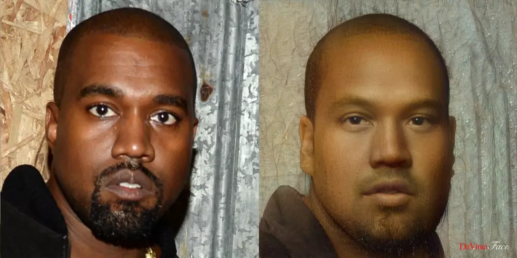 Kanye West uban ni Da Vinci Face. Litrato ni Clint Spaulding ©Patrick McMullan.