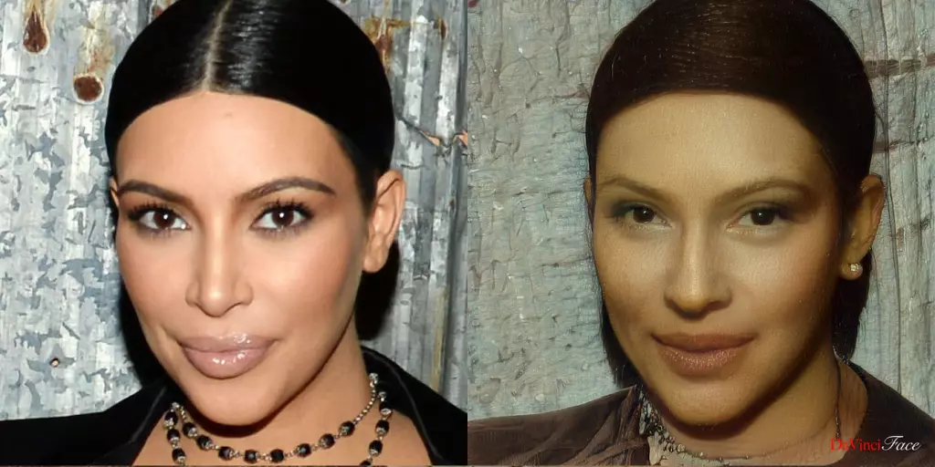 Kim Kardashian mit Da Vinci-Gesicht. Foto von Clint Spaulding, ©Patrick McMullan.