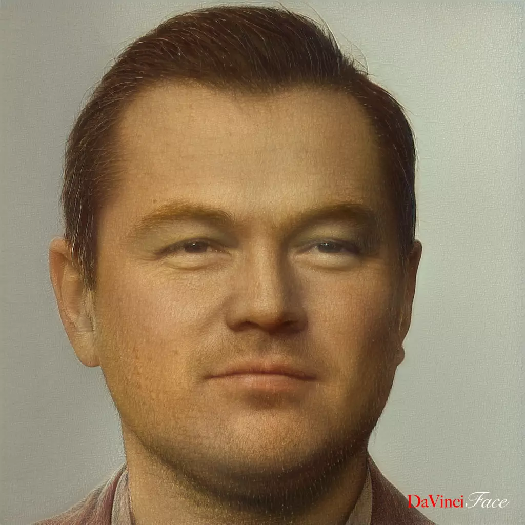 Leonardo Di Caprio con Da Vinci Face.