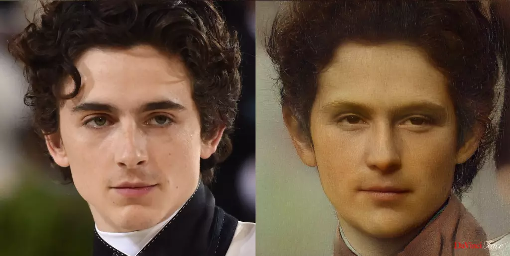 ඩාවින්චි මුහුණ සමග Timothee Chalamet. ඡායාරූපය Sean Zanni, ©Patrick McMullan.