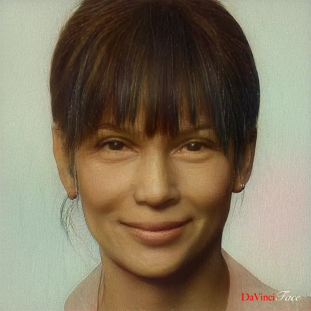 Halle Berry con la faccia di Da Vinci.