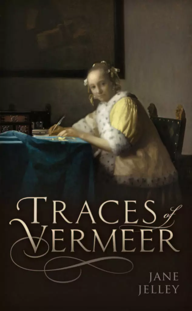 Jane Jelley၊ Traces of Vermeer (2017)၊ မျက်နှာဖုံး။ Oxford University Press မှ ကူးယူဖော်ပြပါသည်။