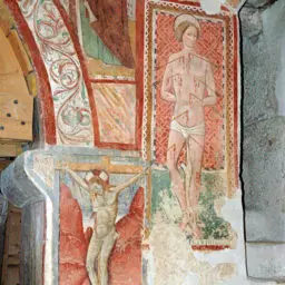 Ang 15-siglo nga mga fresco sa simbahan sa San Salvatore sa Campi di Norcia. Sa maayong kabubut-on ni Norcia.