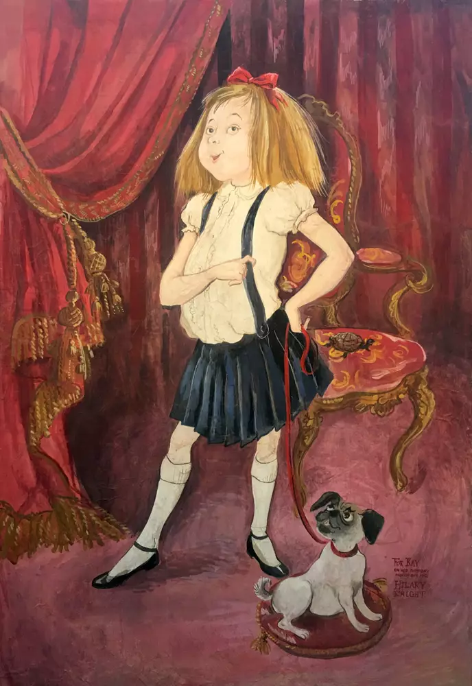 Hilary Knight, Éloïse (1956). Ce tableau a été volé en 1960 et n'est à nouveau exposé publiquement que maintenant. Collection de Hilary Knight, © Kay Thompson.