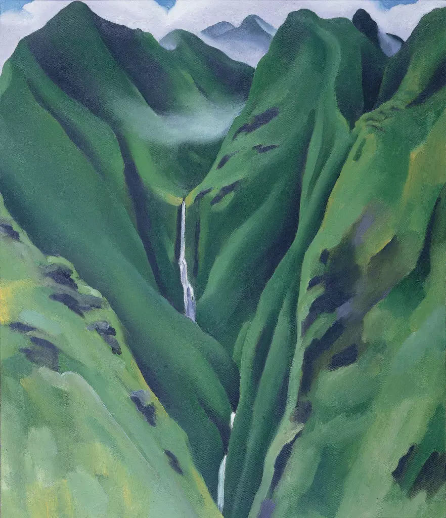 Georgia O'Keeffe, Waterfall, No. I, ‘Īao Valley, Maui (1939). Sa kagandahang-loob ng Memphis Brooks Museum of Art, Memphis, Tennessee © 2018 Georgia O'Keeffe Museum/Artists Rights Society (ARS), New York.