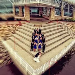 Dale Stierman, foto de un dron en el Grand River Center en Dubuque, Iowa, en el río Mississippi. Foto: Dale Stierman, cortesía de Picture Perfect Portrait and Design.