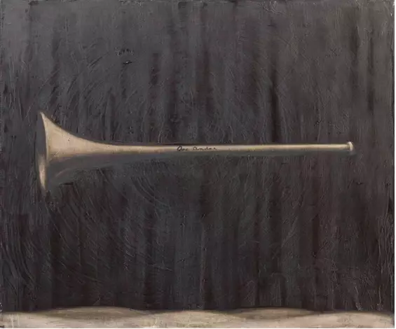 Joe Andoe, Untitled (horn) (1989) Olio su lino 40 x 48 pollici. Foto: per gentile concessione dell'artista e Lococo Fine Art Publisher.