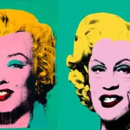 Andy Warhol, Green Marilyn (1962), kaj la versio de Sandro Miller kun John Malkovich.