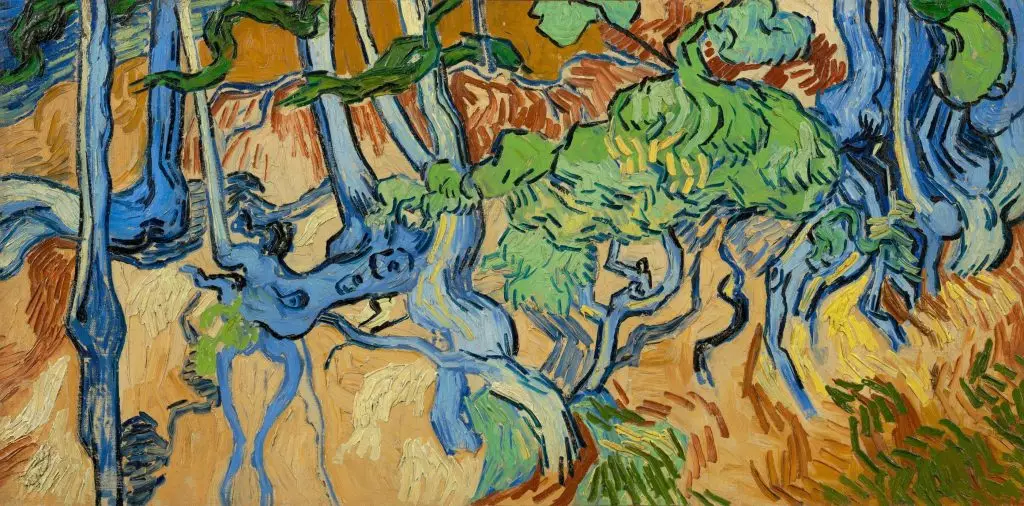 Vincent van Gogh, Tree Roots (1890). Ka tlhompho ea Van Gogh Museum, Amsterdam, le Vincent Van Gogh Foundation.