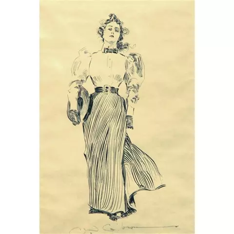 Charles Dana Gibson, jauna moteris su šiaudine skrybėle