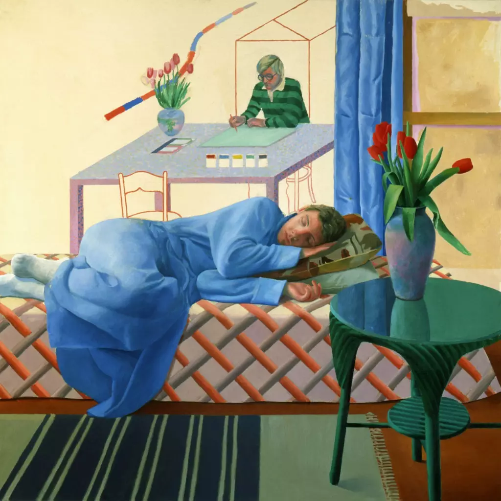 David Hockney, Model mei ûnfoltôge selsportret (1977). © DAVID HOCKNEY