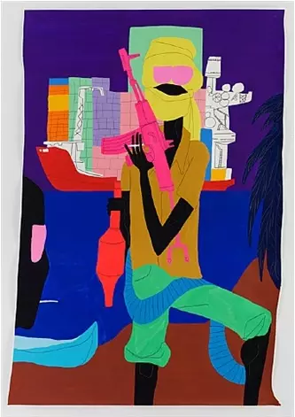 Todd James, Off Shore Accounts (2011) Gouache & graphite ephepheni 72 x 47.5 in. Isithombe: ngezilokotho zeSandra Gering Inc.