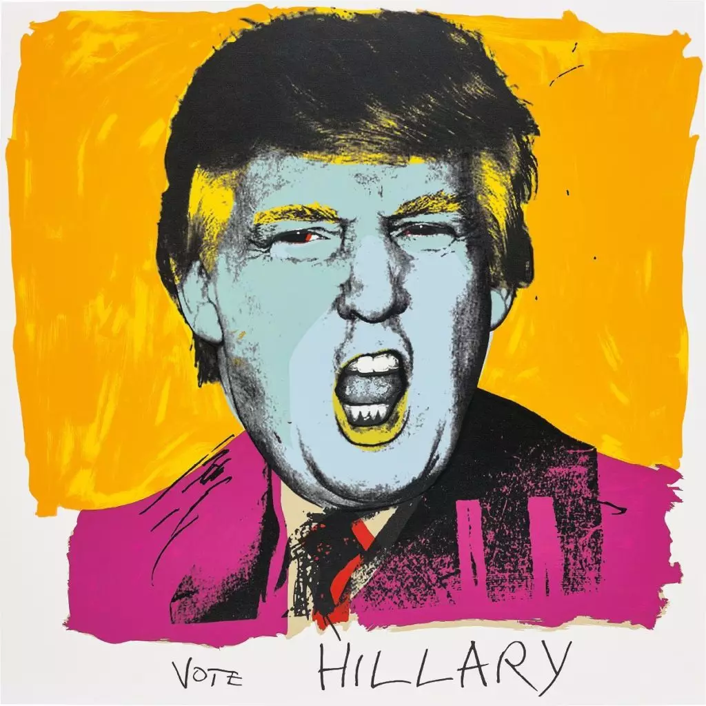 Deborah Kass, Voĉdono Hillary (2016). Ĝentileco de la artisto kaj Paul Kasmin Gallery.