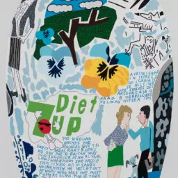 Jonas Wood, Diet 7Up Frimkess Pot (2016). Сүрөтчүнүн жана Антон Керн галереясынын урматы, Нью-Йорк / © Jonas Wood.