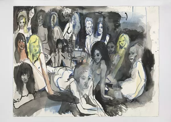 Cecily Brown, Untitled (Ladyland) (2012) Ugedriwwe vum Kënschtler. Foto vum Genevieve Hanson