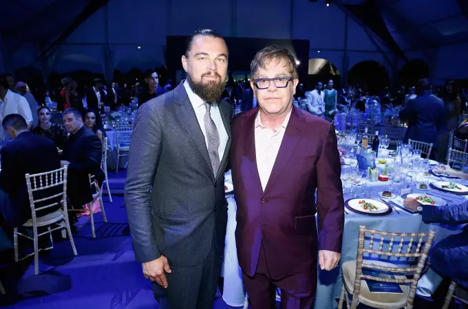 ULeonardo DiCaprio kunye no-Elton John. Ifoto: Getty.