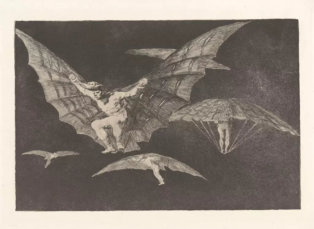 Francisco de Goya, Onde há uma vontade há uma maneira [Uma maneira de voar] (Donde Hay Ganas Hay Maña [Modo de Volar]), (1813-1820). A partir de