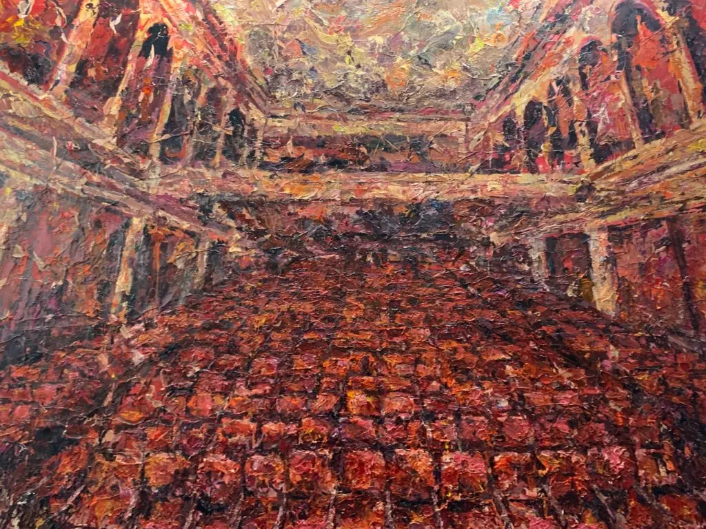 Ayman Baalbaki, Picadilly Theater (2019). Ugedriwwe vum Kënschtler a Saleh Barakat Gallery.