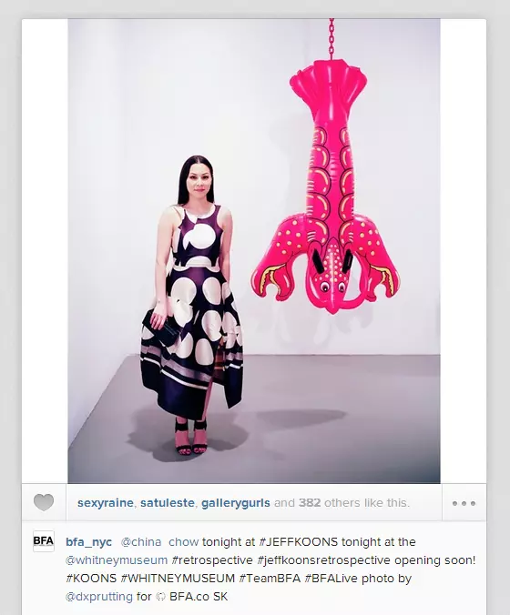 La robo de China Chow estas la perfekta kontrasto al ĉi tiu pendanta besto. Foto: Instagram/@bfa_nyc