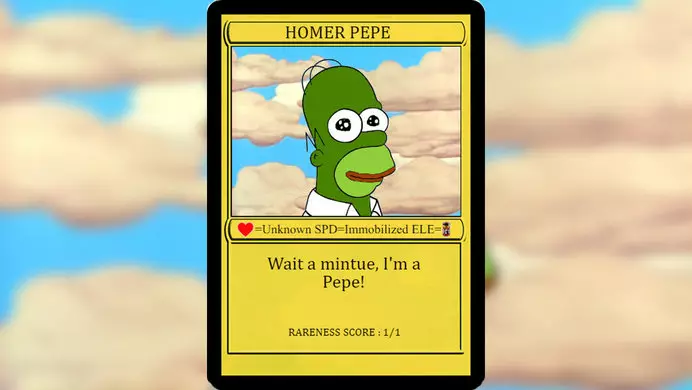 Homer Pepe, tus nqi kim tshaj plaws Tsis tshua muaj Pepe NFT, muag rau $ 320,000 thaum Lub Ob Hlis 2021.