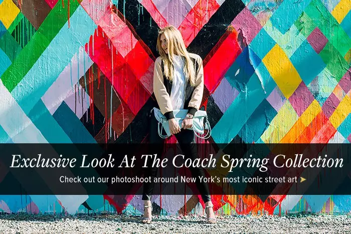 Il murale di Bowery di Maya Hayuk come descritto in una campagna pubblicitaria di Coach. Foto: Allenatore.