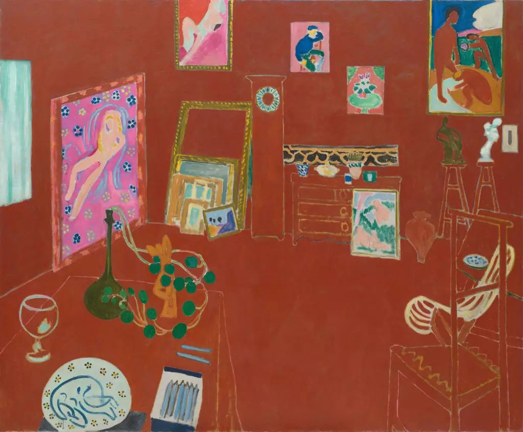 Henri Matisse, Atelierul roșu (1911). Colecția Muzeului de Artă Modernă, New York.